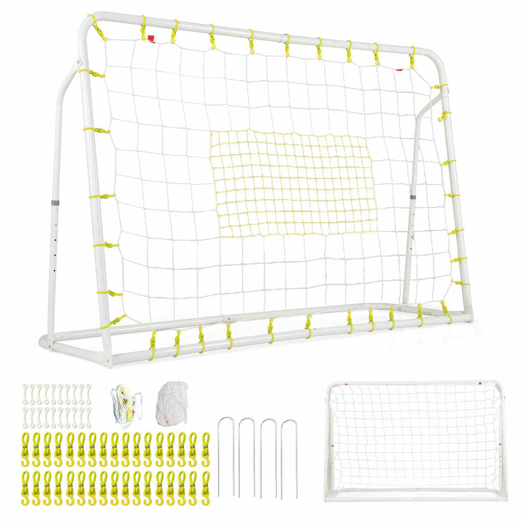 2-in-1 Kids Soccer Rebounder, 1.9m x 1.2m Adjustable Soccer Goal Set f ...