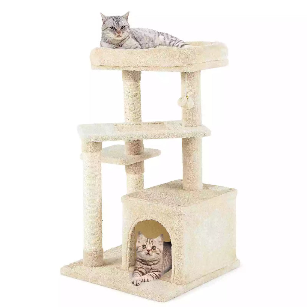 Giantex 4-Tier Cat Tree Indoor Activity Cat Tower w/ Perch & Hanging B ...