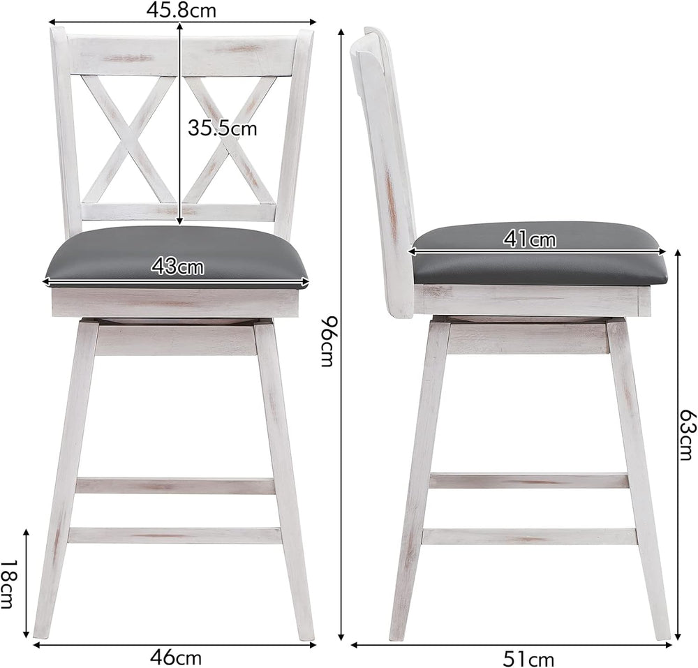 Giantex Set of 2 Bar Stool, Counter Height Barstool W/Foot Rest Uphols ...