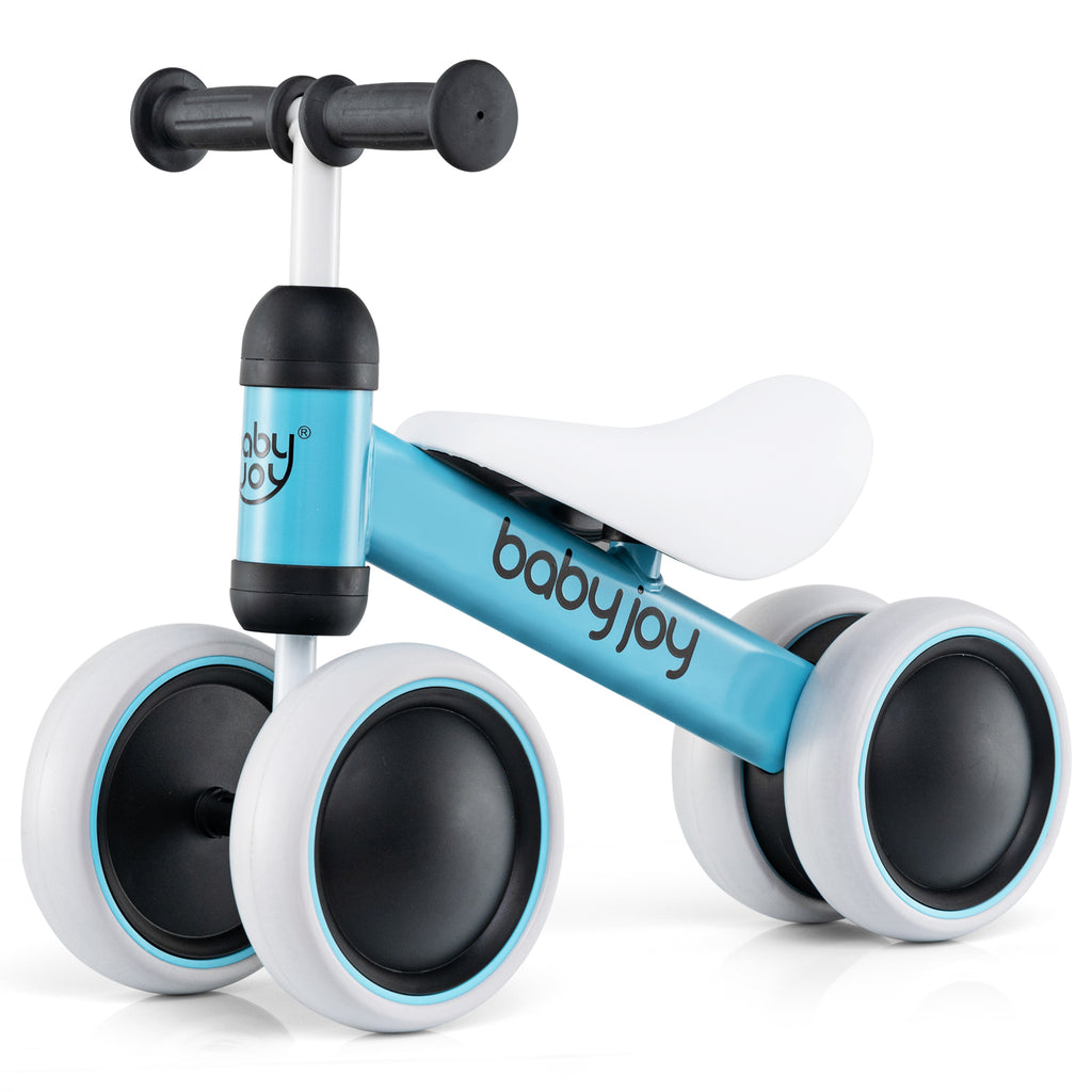 Baby Balance Bike, No Pedal Infant 4 Wheels Bicycle with Non-slip Hand ...