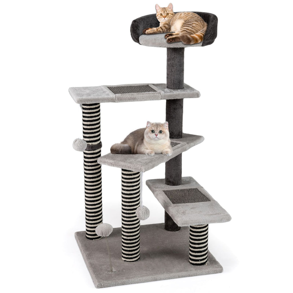 93 CM Tall Cat Tree Kitten Tower with Sisal and Jute Scratching Posts ...