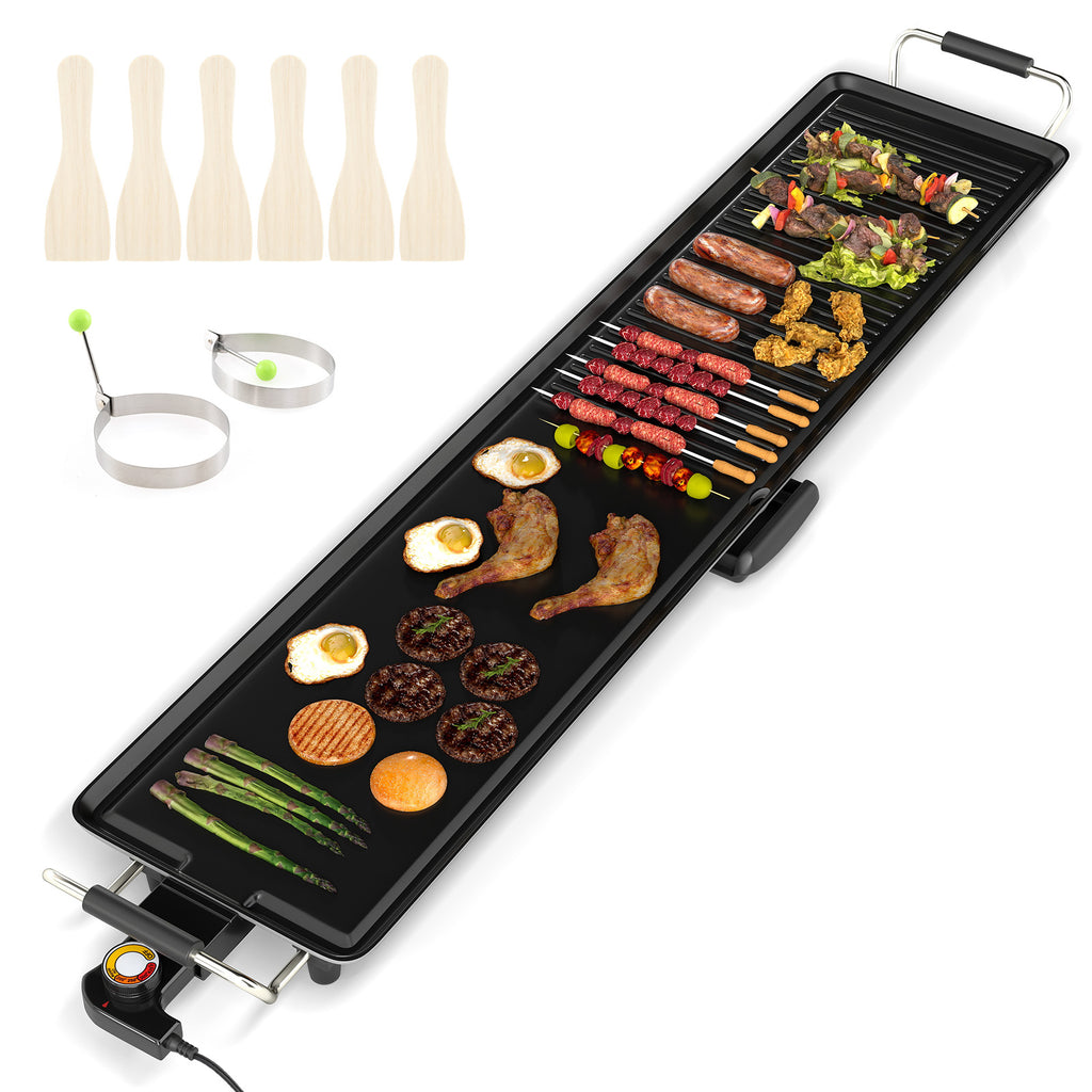 100 cm Electric Griddle, Extra Large Teppanyaki Grill with 2 Nonstick ...