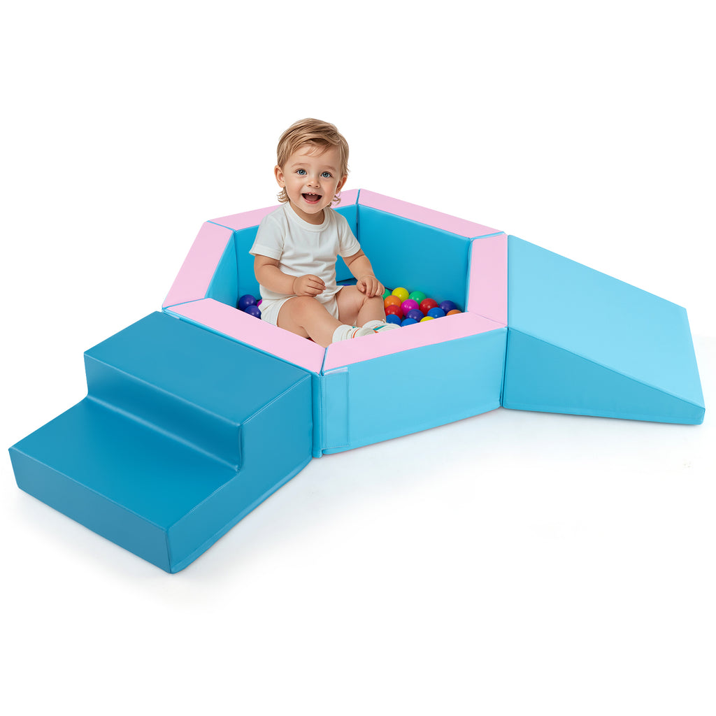 3-Piece Kids Climb and Crawl Activity Play Set w/Stair & 100 Colorful ...