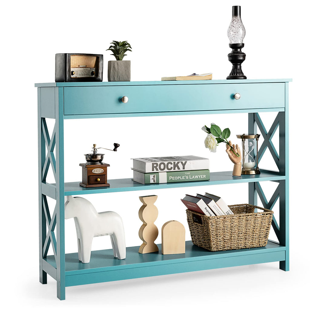 Giantex 3-Tier Console Table, Sofa Table with 1 Drawer and 2 Storage S ...