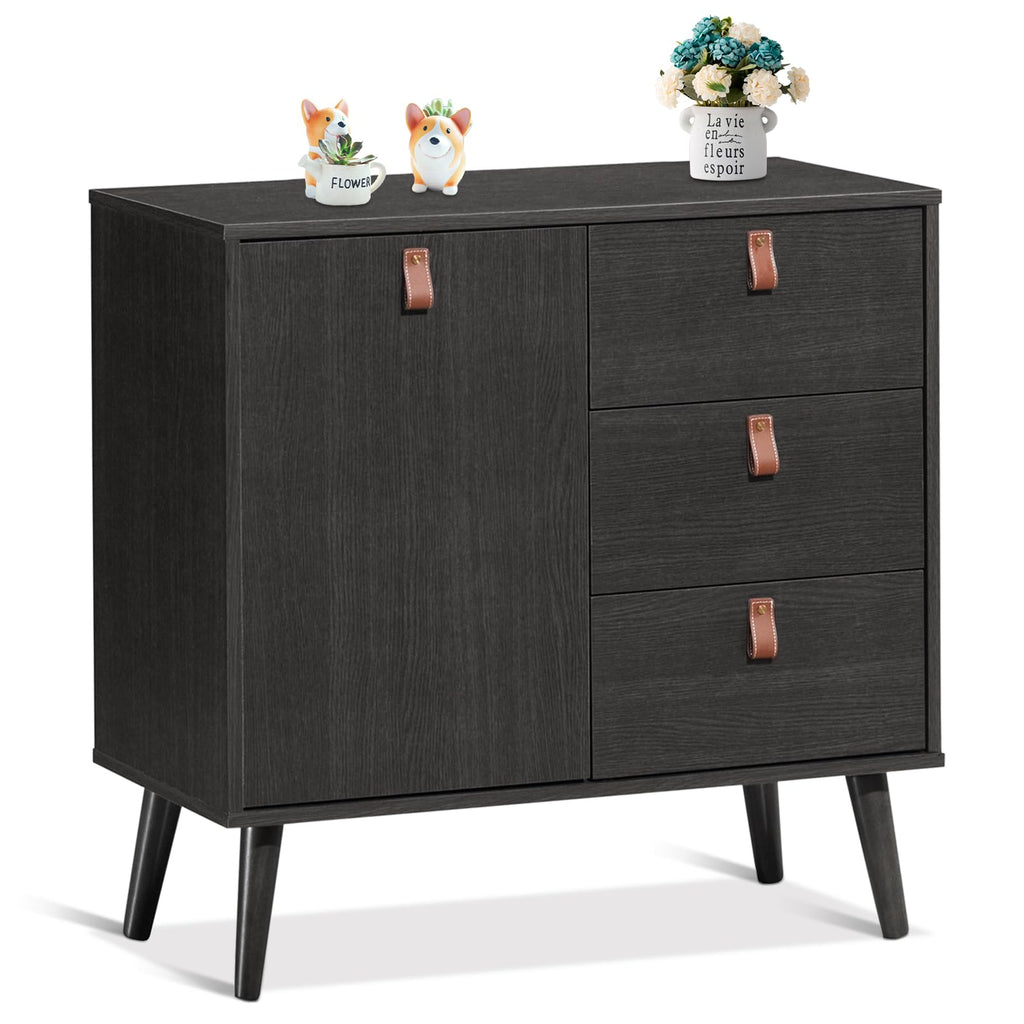 Giantex 3 Drawer Dresser, Wood Chest of Drawers with Anti-toppling Dev ...