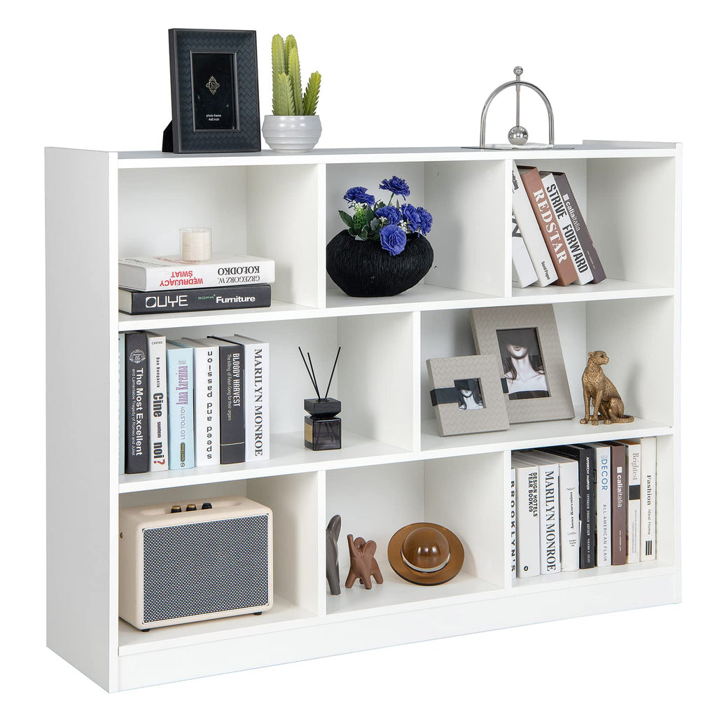 Giantex 3-Tier Open Bookcase, 8-Cube Organizer Bookshelf for Living Ro ...