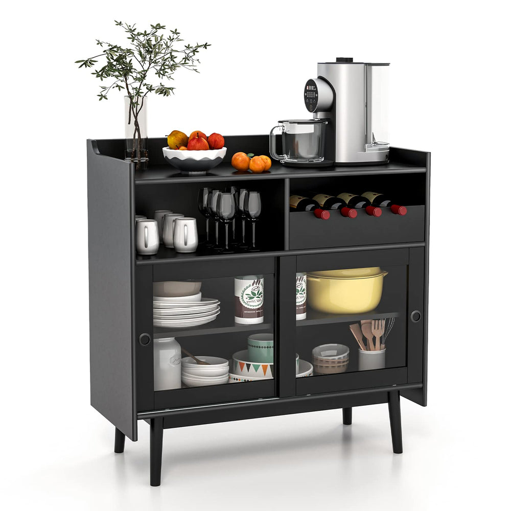 Giantex Buffet Sideboard, Modern Pantry Cupboard with 2 Sliding Temper ...