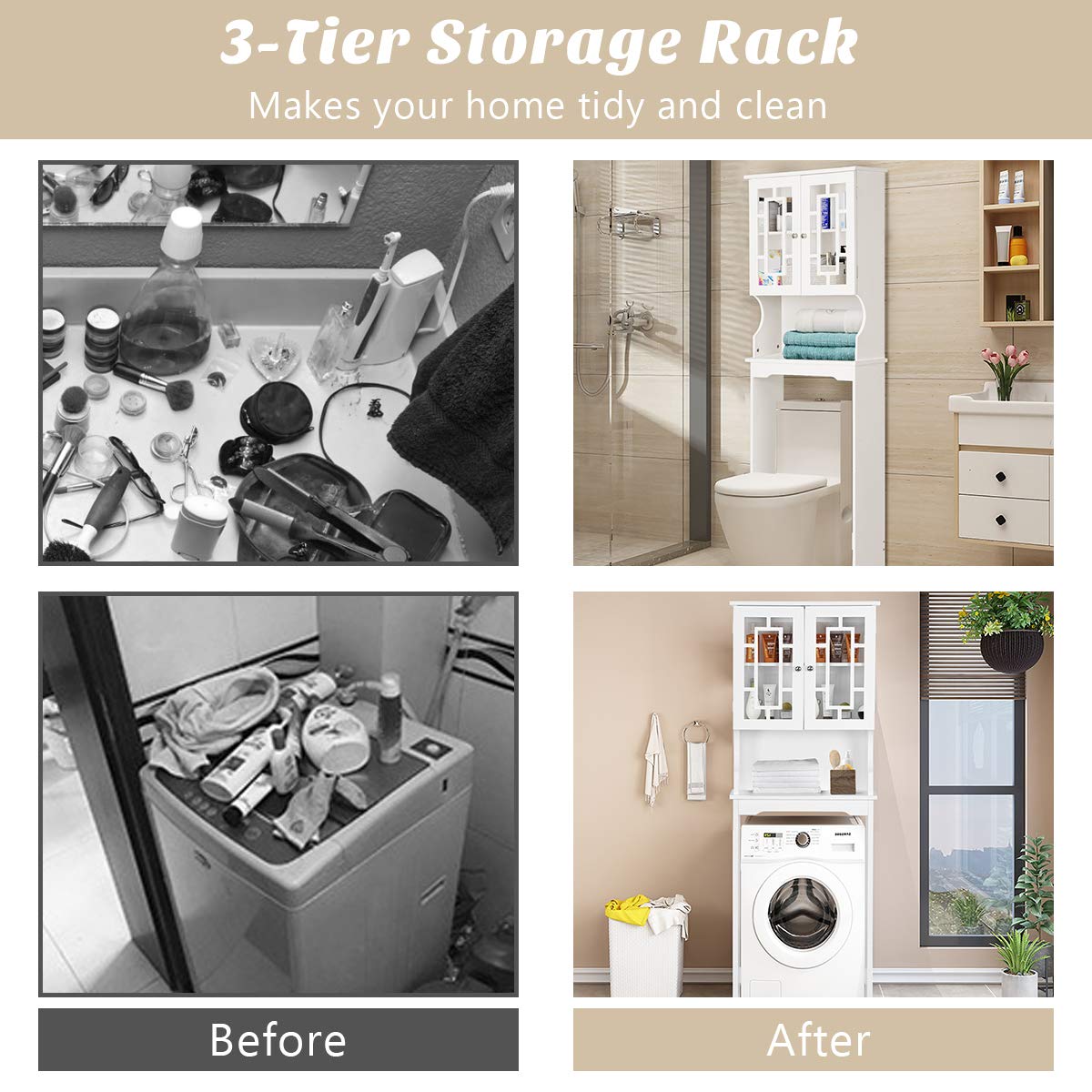Giantex Over The Toilet Storage Cabinet, Freestanding Over Toilet Stor ... Giantex Over The Toilet Storage Cabinet, Freestanding Over Toilet Stor ...