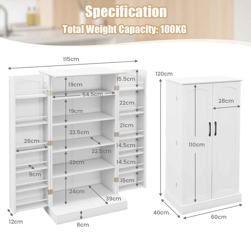 Giantex 120cm Kitchen Storage Cabinet, Freestanding Buffet Cupboards S ...