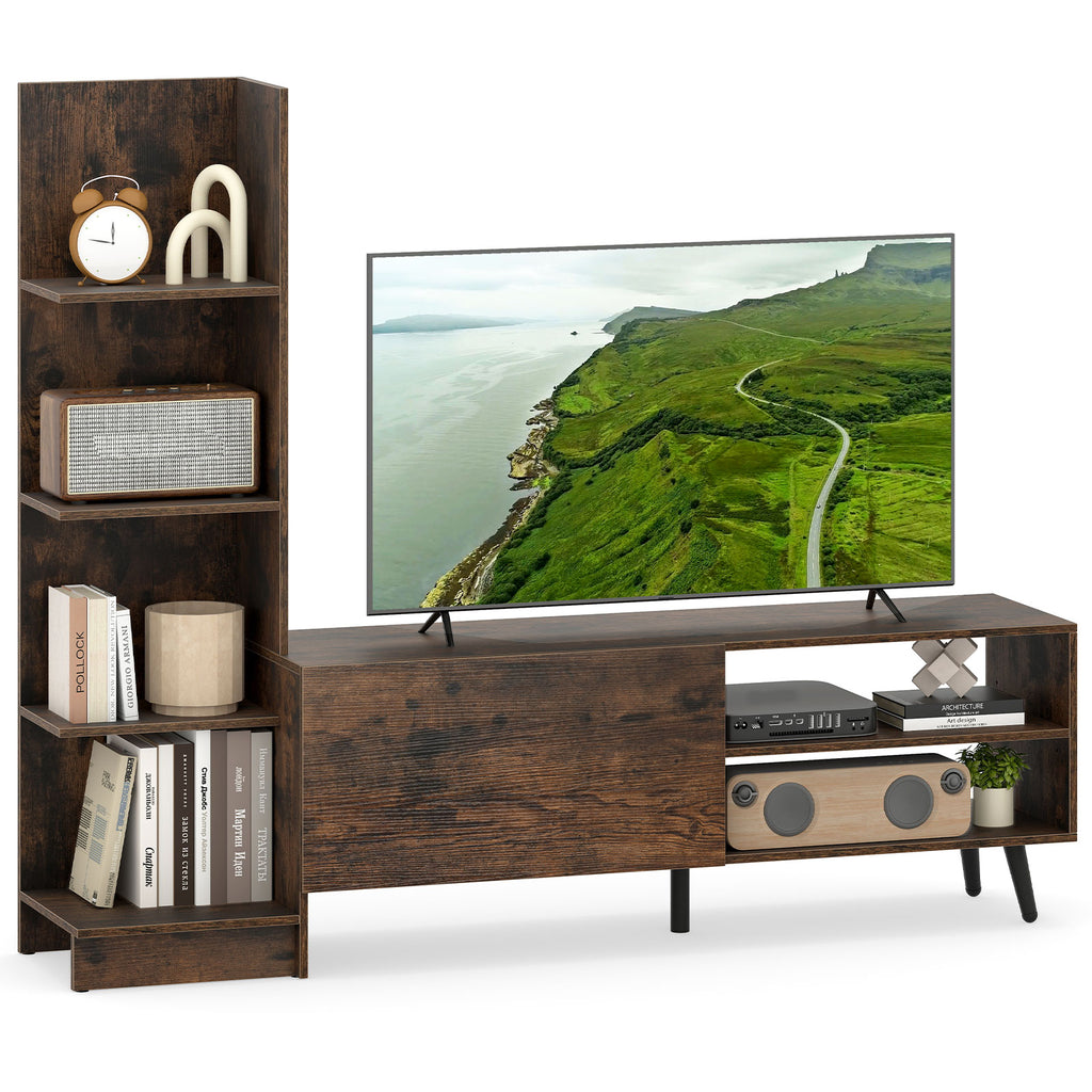 TV Stand for TVs up to 50 Inches, Entertainment Center with Bookshelf ...