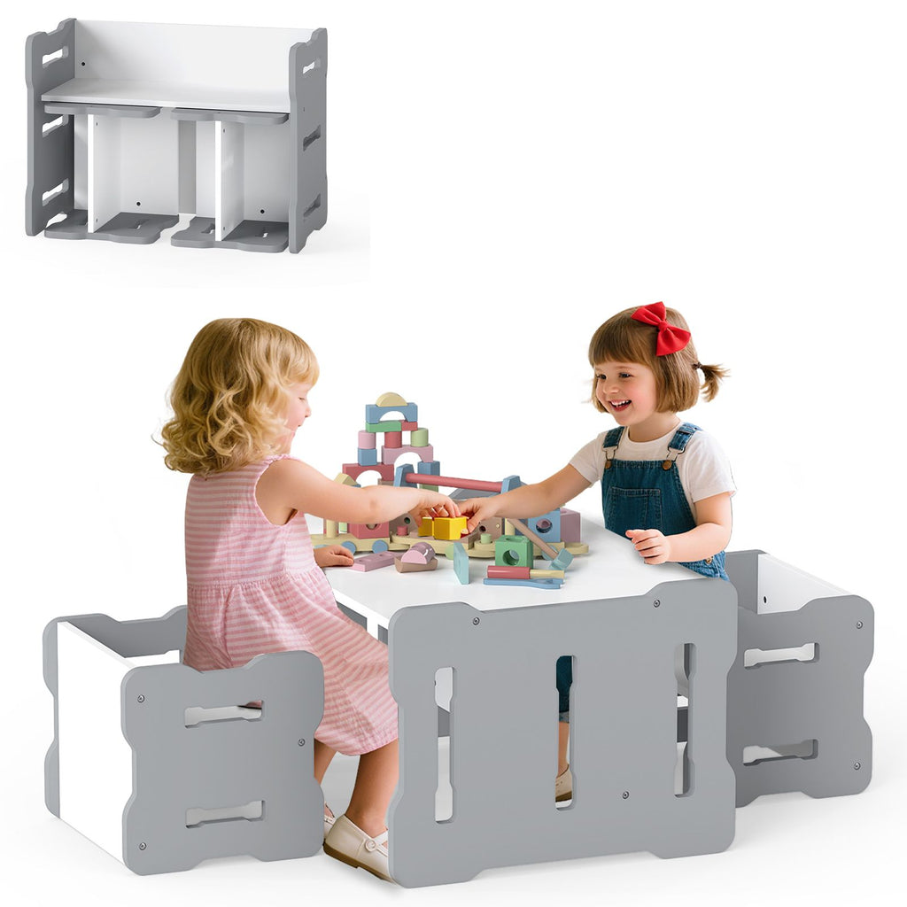 Multi-Use Toddler Furniture Set with Convertible Bench and 2 Tables ...