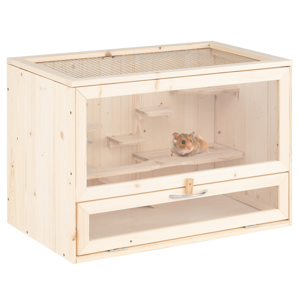 Wooden Hamster Cage, Hamster Habitat Playpen w/Mesh Flip Roof – Giantex.au