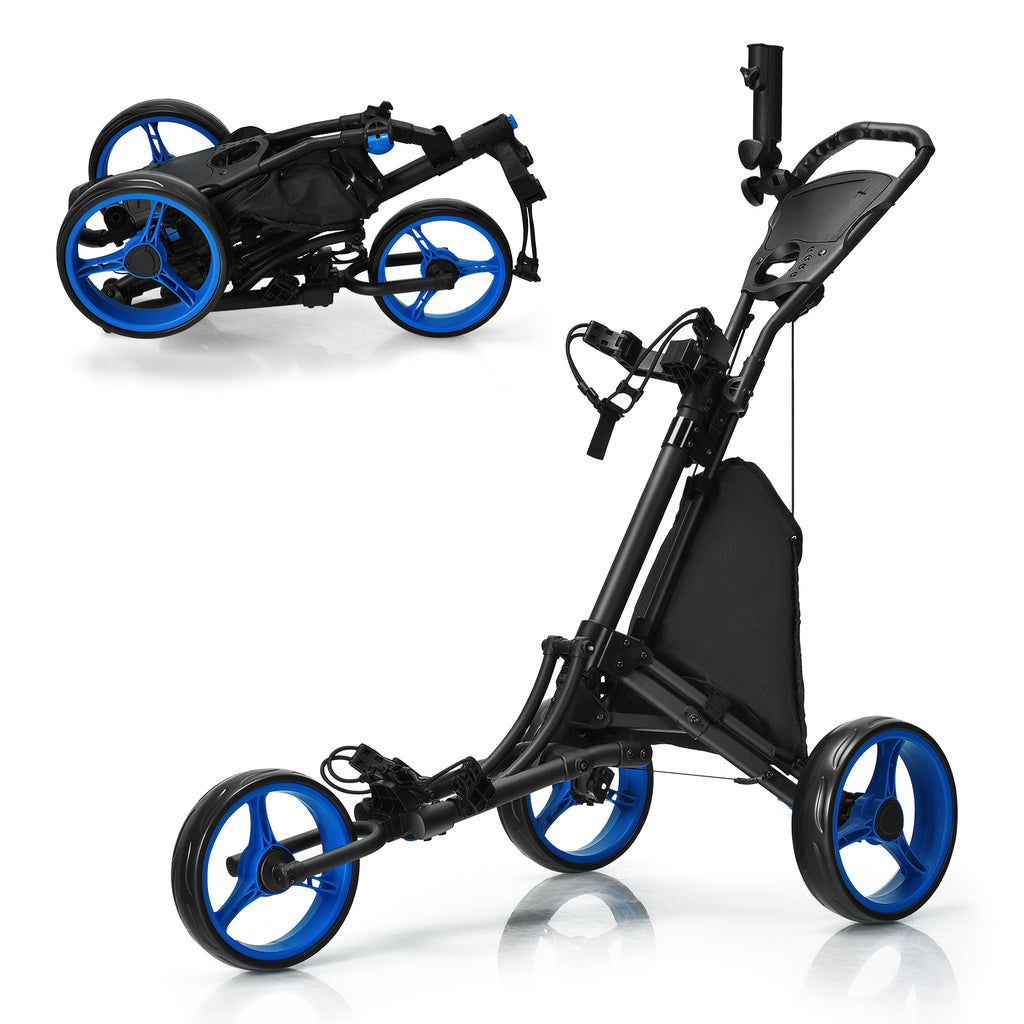 3 Wheel Golf Push Cart, Quick Folding Golf Walking Push Cart – Giantex.au