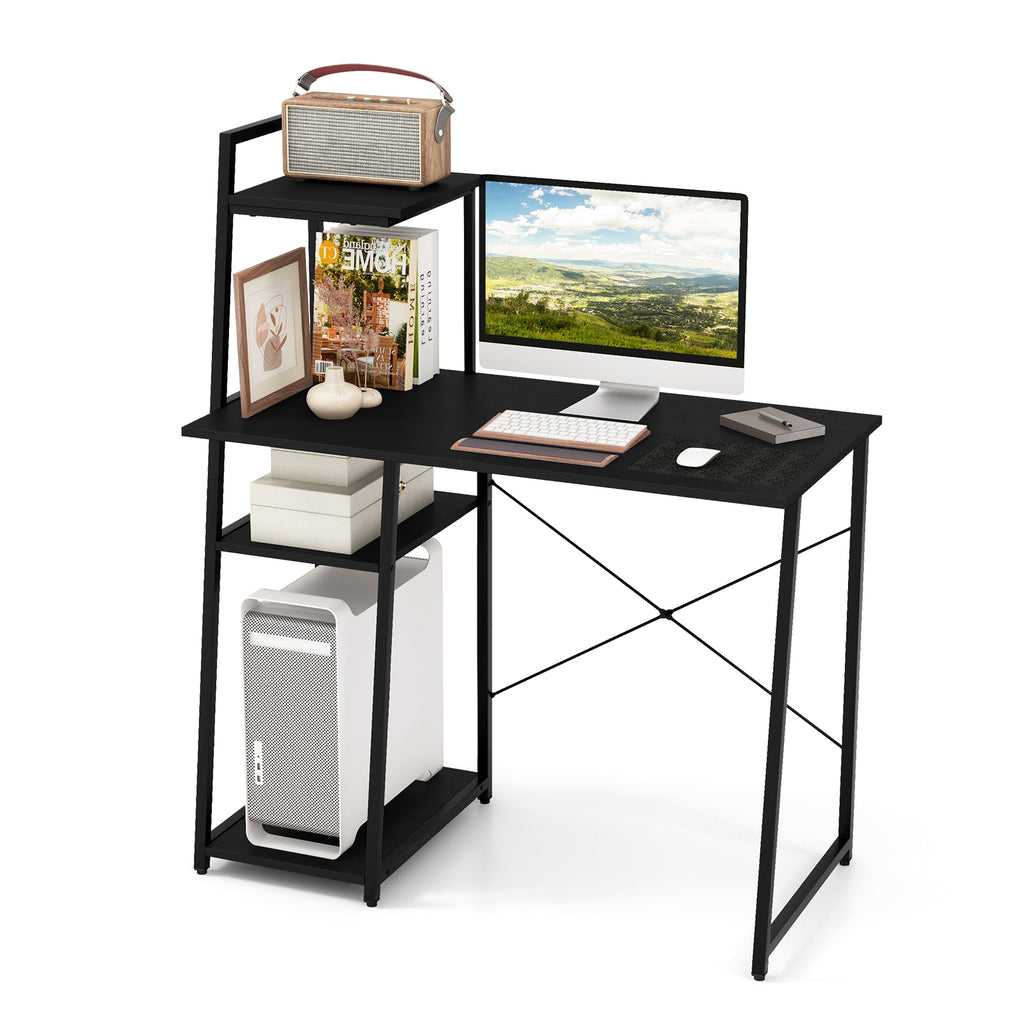 Computer Desk Study Writing Desk Workstation w/ Bookshelf Host Stand H ...