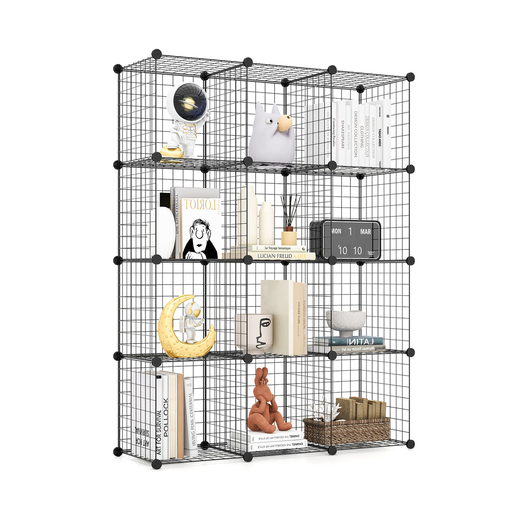 Giantex Metal Wire Cube Storage, 12-Cube Stackable Free Standing Cubby ...