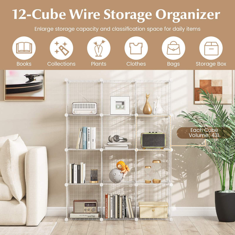 Giantex Metal Wire Cube Storage, 12-Cube Stackable Free Standing Cubby ...