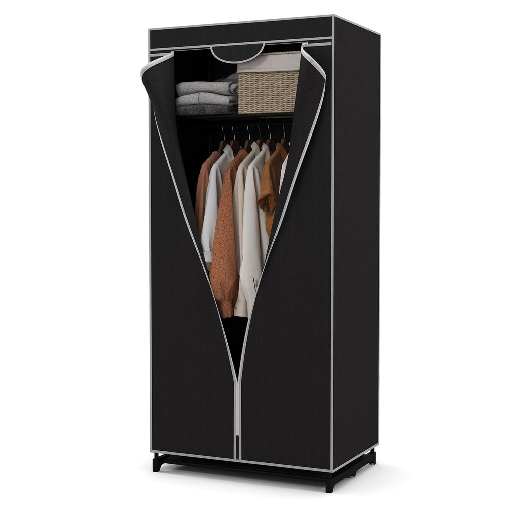 Giantex Fabric Wardrobe, Portable Single Clothes Closet w/Hanging Rail ...
