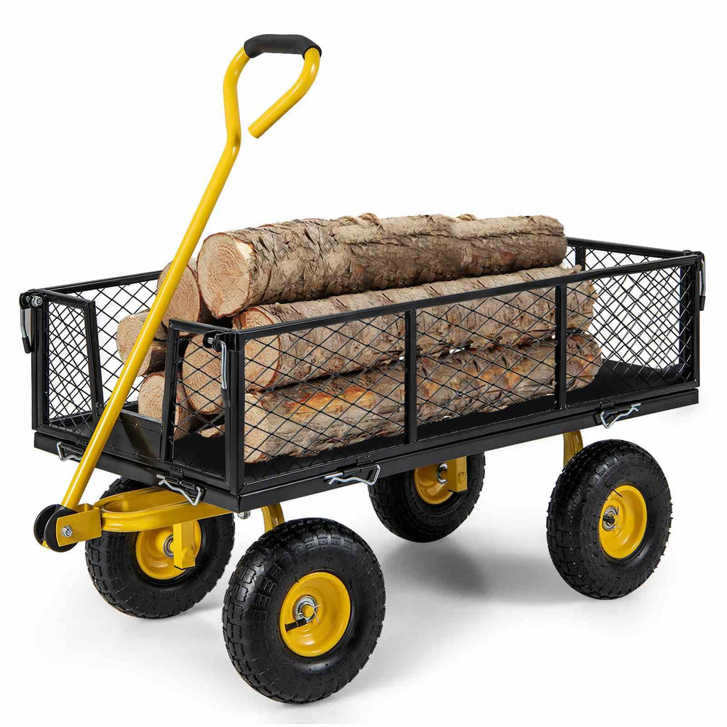 Outdoor Platform Cart w/4 Removable Side Panels, 26cm All Terrain Whee ...