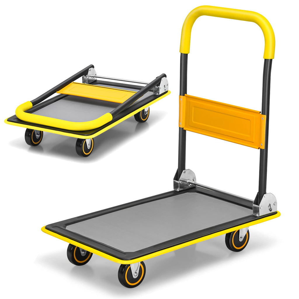Folding Push Cart Dolly, Moving Hand Truck, Rolling Flatbed Cart for L ...