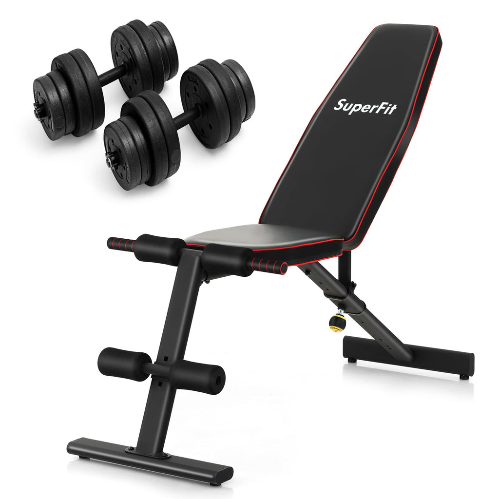 Adjustable Weight Bench With 30KG Dumbbell Set, Heavy Duty Strength Tr ...