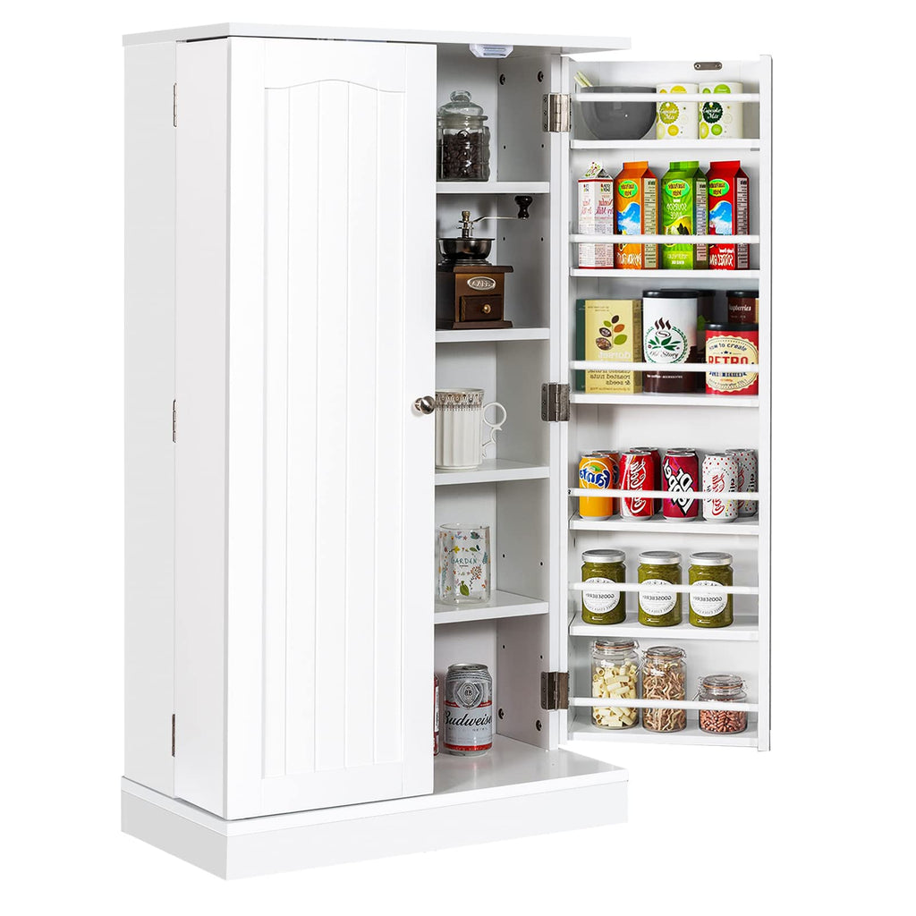 Giantex 2-Door Pantry Cabinet w/ 6 Adjustable Shelves, 17-Tier Buffet ...