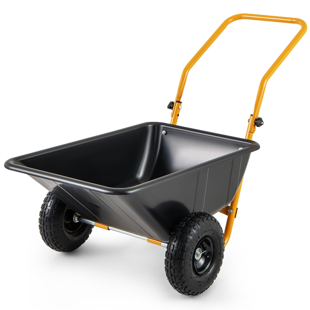 80L Heavy-Duty Foldable Garden Dual-Wheel Wheelbarrow 150 KG Load Capa ...