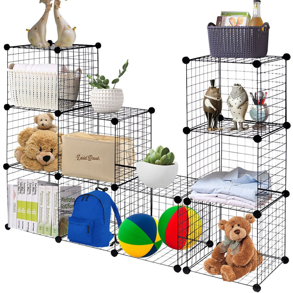 Giantex Metal Wire Cube Storage, 12-Cube Stackable Free Standing Cubby ...
