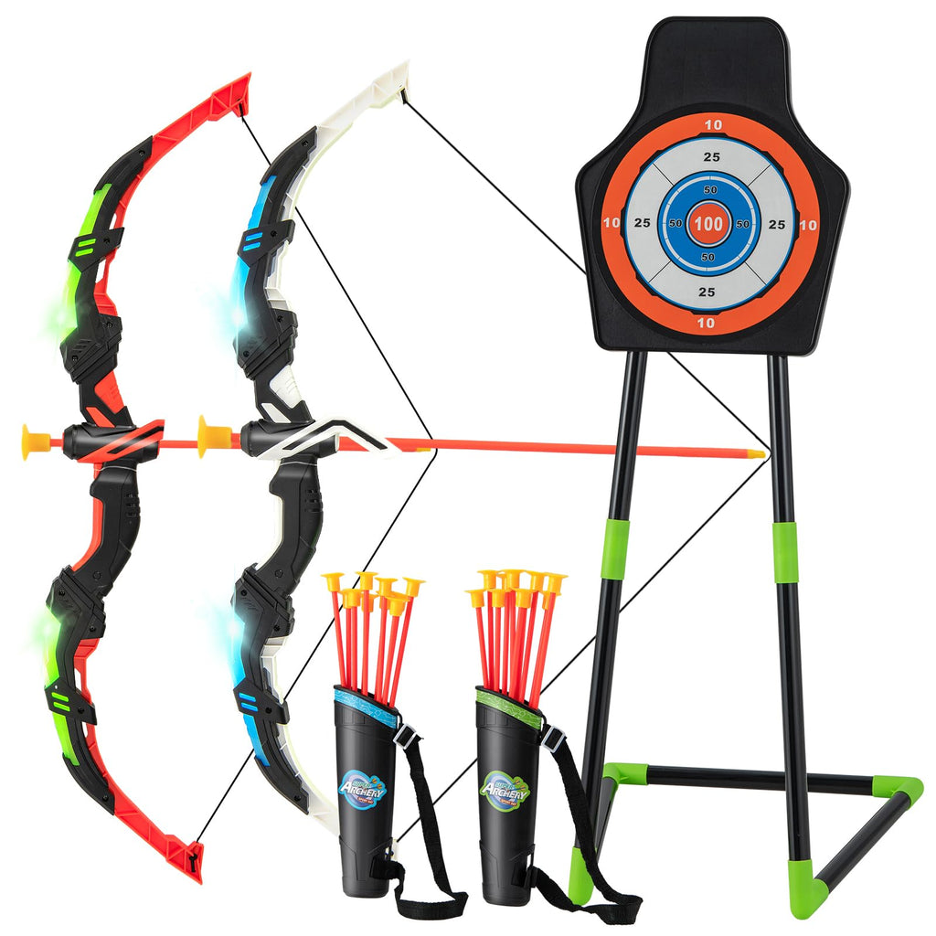 Youth Archery Bow Set, Bow and Arrow Toys for Kids with LED Light Up B ...
