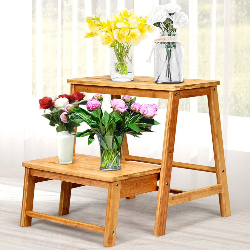 Giantex Two-Tier Step Stool, Foldable Bamboo Step Stool – Giantex.au