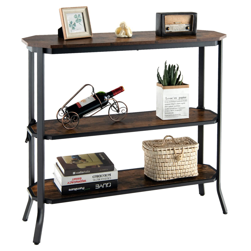 Giantex Industrial Console Table, 3-Tier Display Storage Table for Hal ...