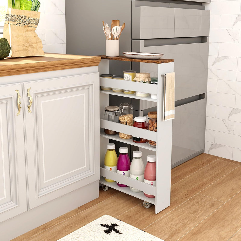 4-Tier Slim Storage Cart for Narrow Space, Rolling Utility Cart ...