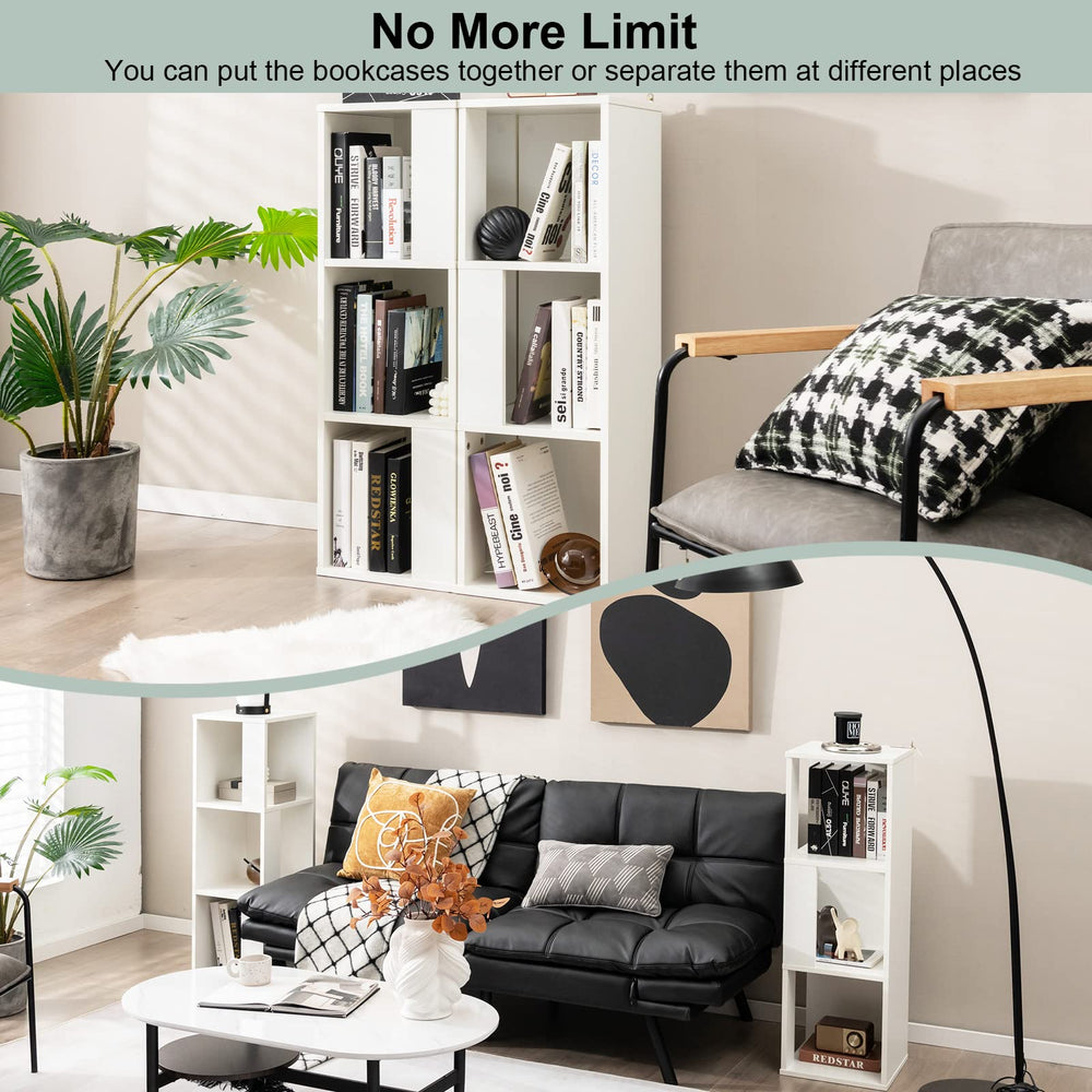 Giantex Bookcase, Freestanding 3-Tier Bookshelf, Asymmetric Display Sh ...