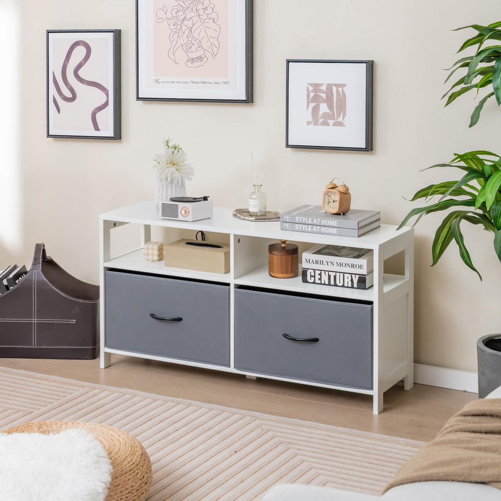 Giantex Chest of Drawers w/ 2 Drawers & 2 Open Shelves TV Cabinet Stan ...