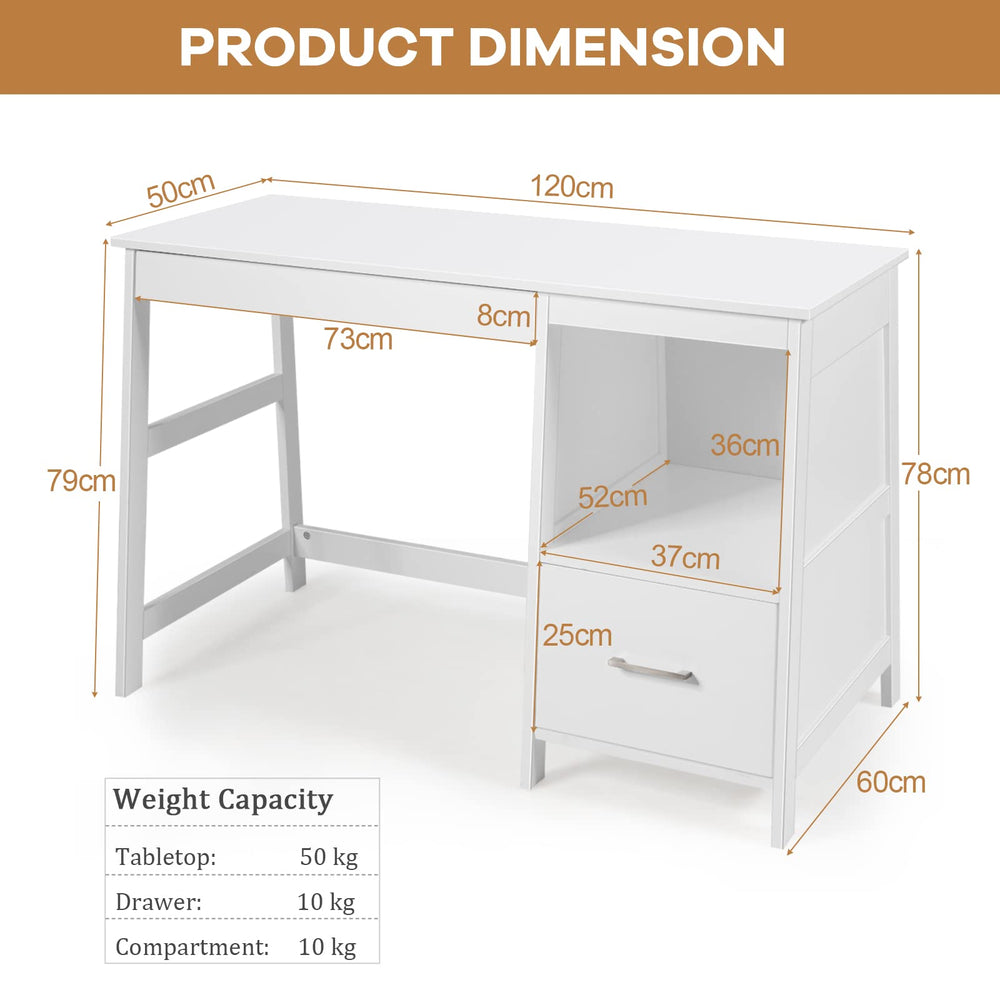 Computer Desk, Wooden Writing Table, Modern Home Office Desk with Foot ...