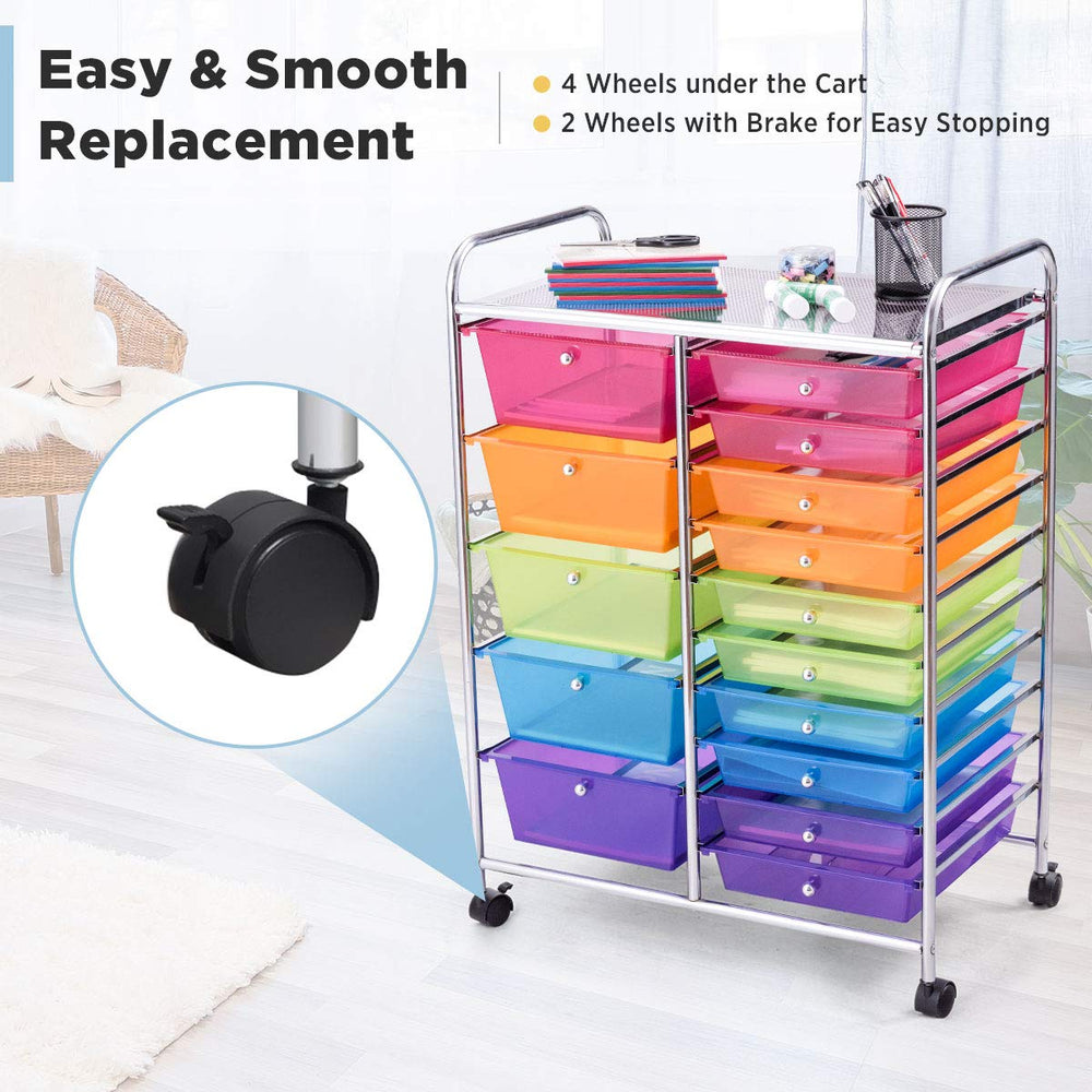 15-Drawer Rolling Storage Drawer Cart, Tools Scrapbook File Paper Craf ...