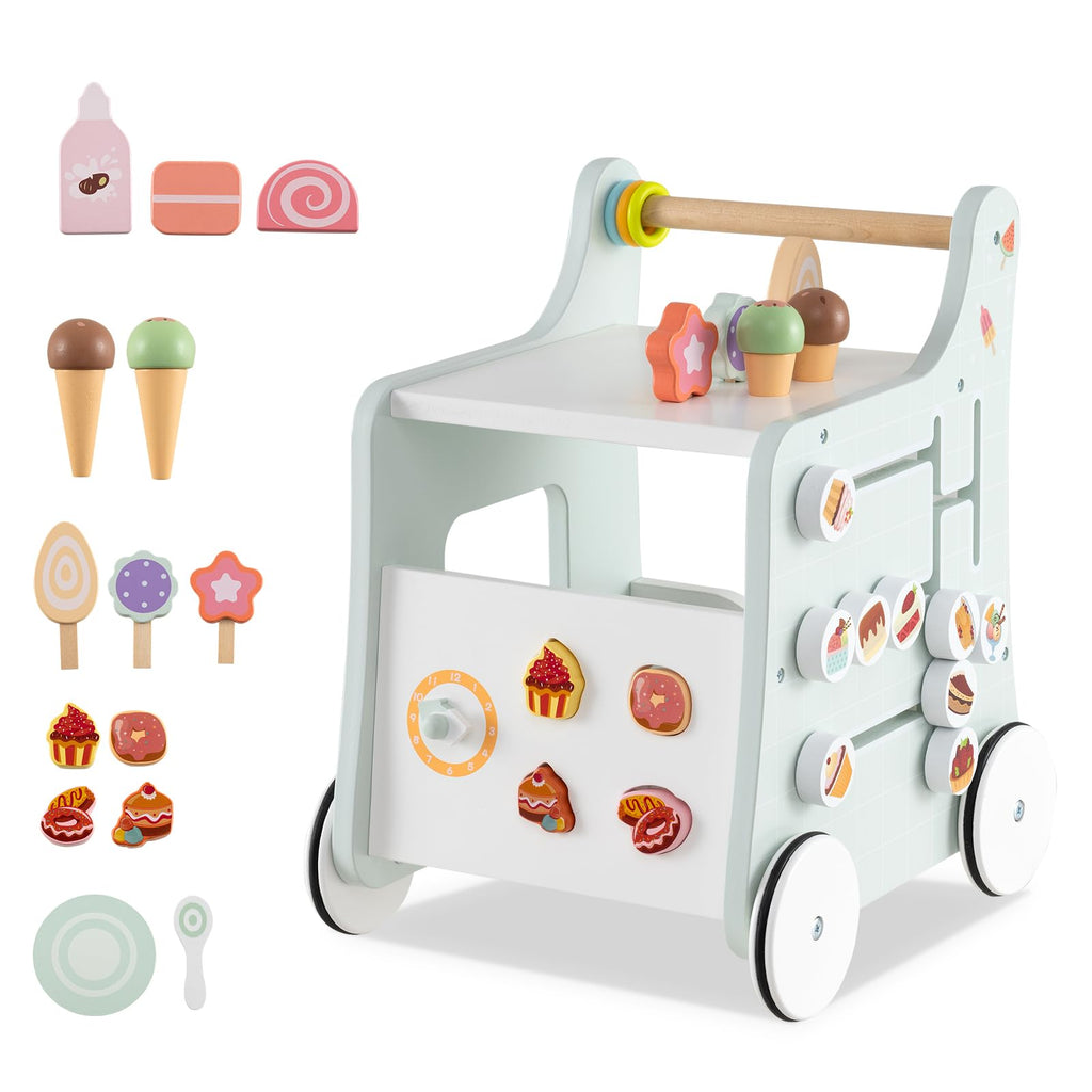 Montessori Push & Pull Walking Toy Dessert Ice Cream Cart – Giantex.au