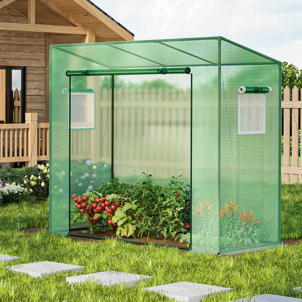 200 x 77 x 169 cm Outdoor Portable Double-Layer Mini Winter Hot Greenh ...