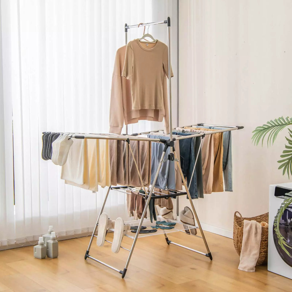 Clothes Drying Rack Stainless Steel Gullwing Style Rack w/ 6 Adjustabl ...