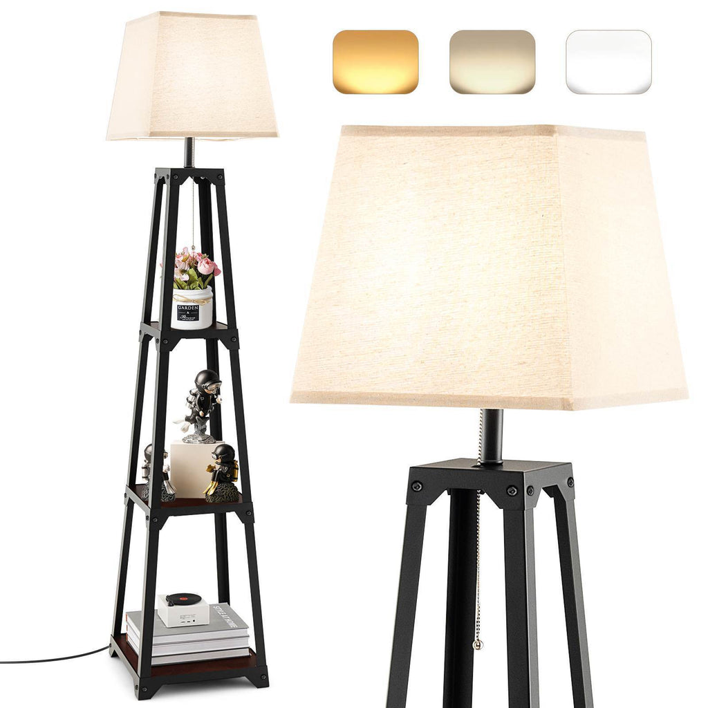 Trapezoidal Designed Floor Lamp, 3 Tiered Storage Lamps, Shelf Floor L ...