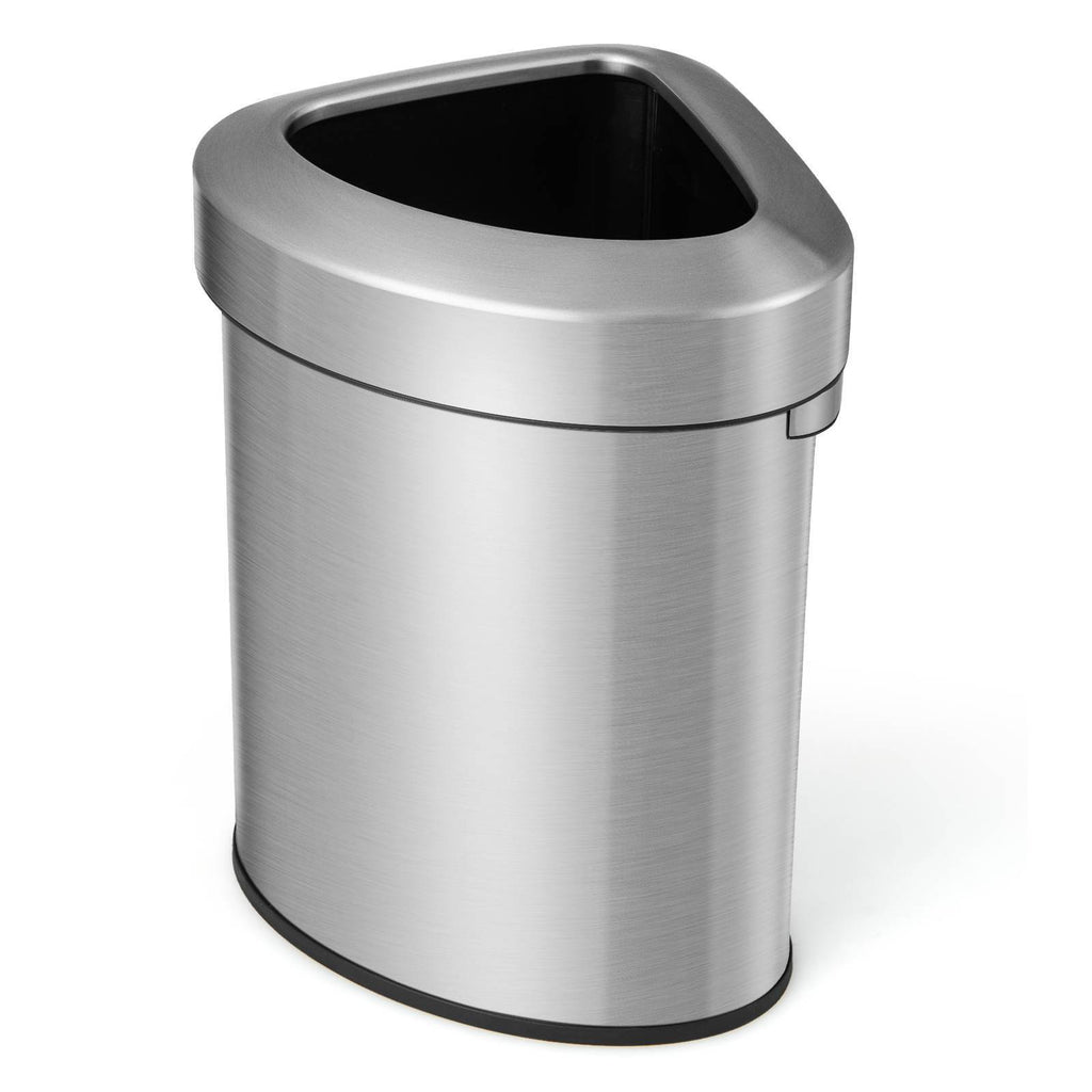 60L Corner Stainless Steel Trash Bin Rubbish Bin Stay Open Garbage Tra ...