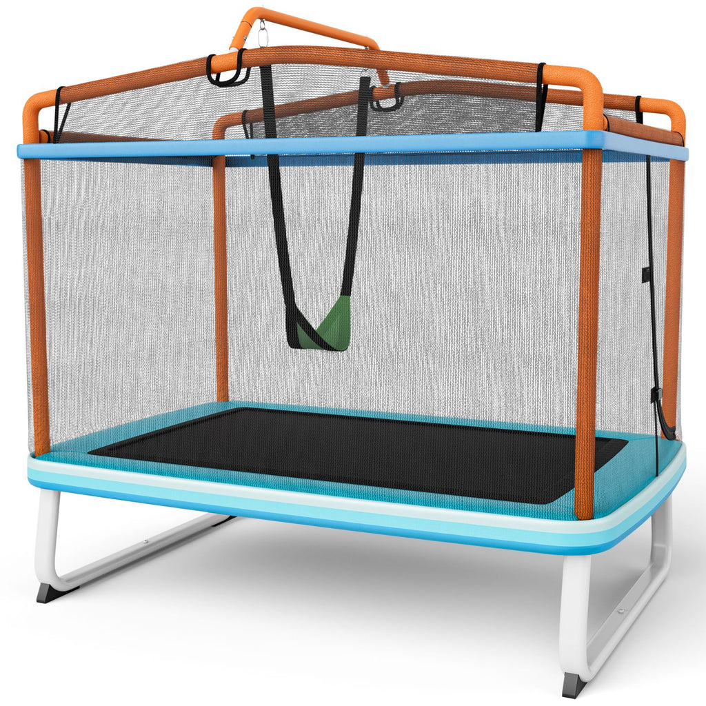 3-in-1 Rectangle Trampoline for Kids with Swing & Horizontal Bar ...